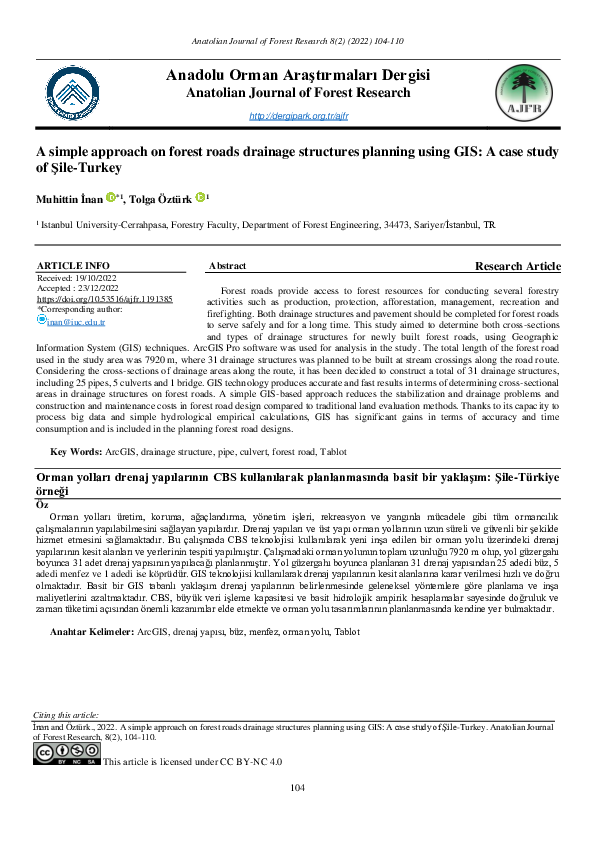 (PDF) A simple approach on forest roads drainage structures planning ...