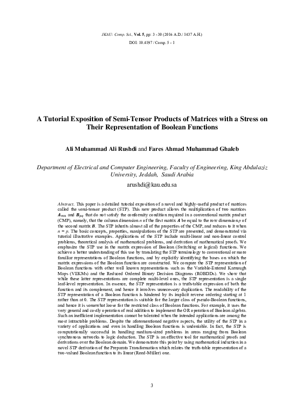 (PDF) A Tutorial Exposition of Semi-Tensor Products of Matrices with a ...
