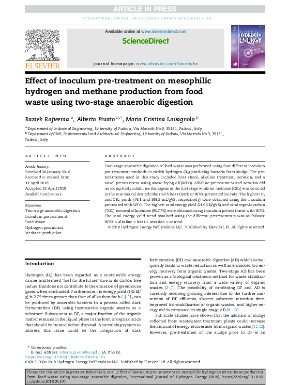 (PDF) Effect of inoculum pre-treatment on mesophilic hydrogen and ...