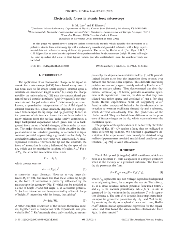 (PDF) Electrostatic forces in atomic force microscopy