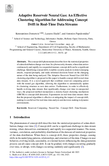 Pdf Adaptive Reservoir Neural Gas An Effective Clustering Algorithm For Addressing Concept