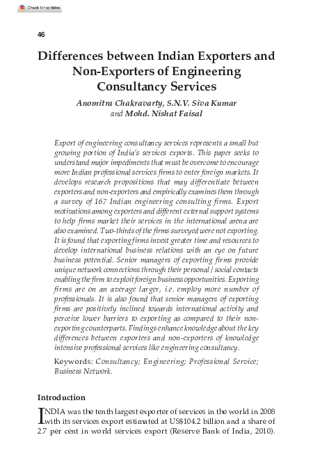 (PDF) Differences between Indian Exporters and Non-Exporters of ...