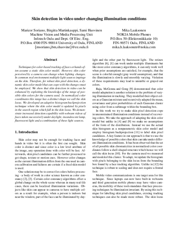 (PDF) Skin detection in video under changing illumination conditions ... (PDF) Skin detection in video under changing illumination conditions ...