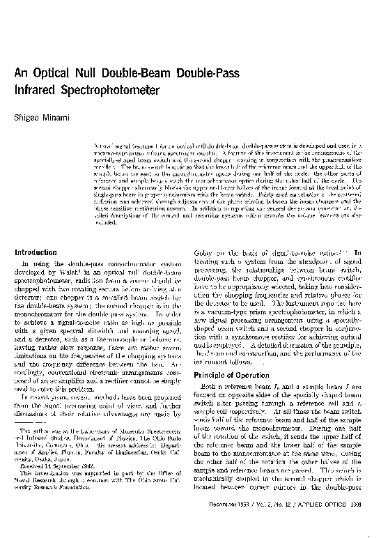 (PDF) An Optical Null Double-Beam Double-Pass Infrared Spectrophotometer