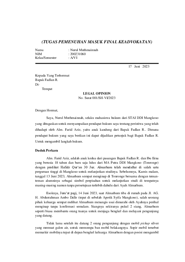 (PDF) Legal Opinion (Example)