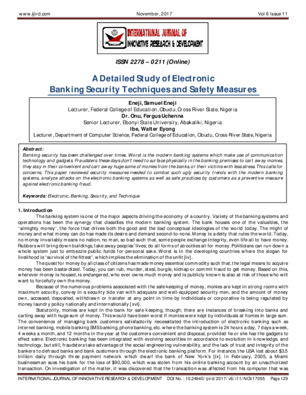 (PDF) A Detailed Study of Electronic Banking Security Techniques and ...