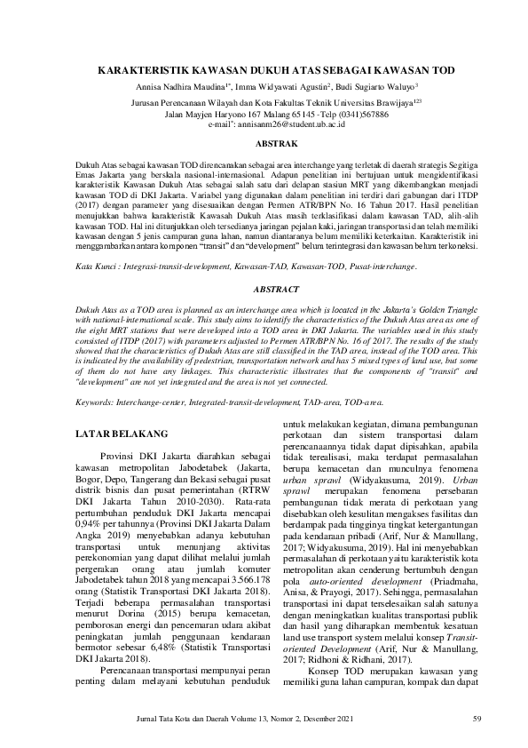 (PDF) Karakteristik Kawasan Dukuh Atas Sebagai Kawasan TOD