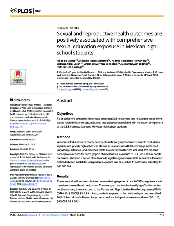 (PDF) Positive Links Between Comprehensive Sexual Education and Health in Mexico