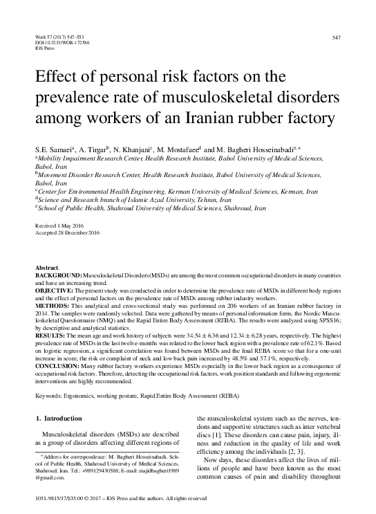 (PDF) Effect of personal risk factors on the prevalence rate of ...