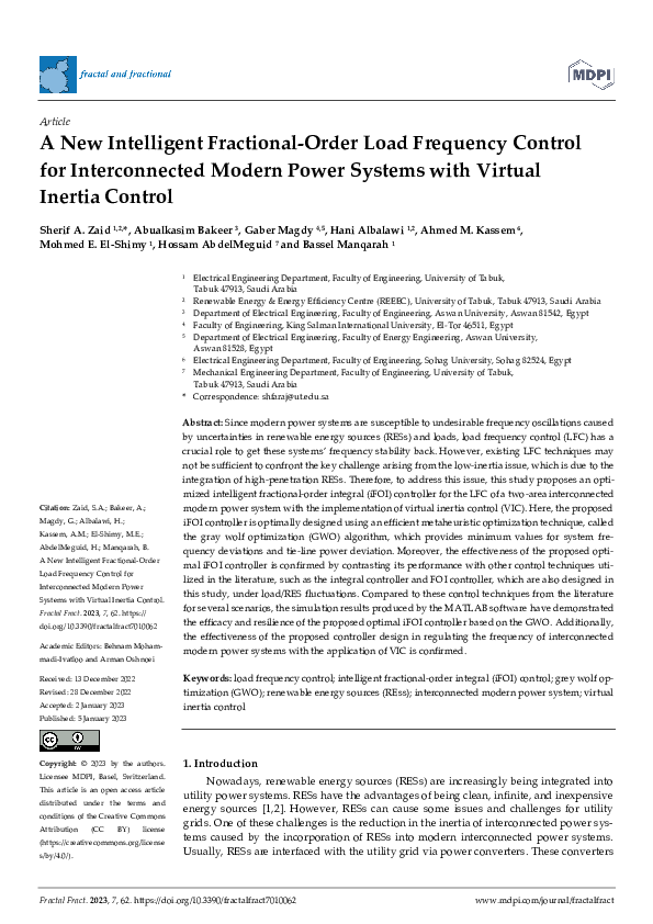 (PDF) A New Intelligent Fractional-Order Load Frequency Control for Interconnected Modern Power ...