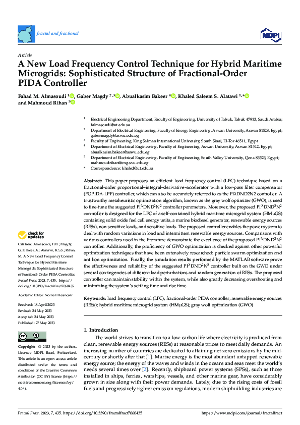 (PDF) A New Load Frequency Control Technique for Hybrid Maritime Microgrids: Sophisticated ...