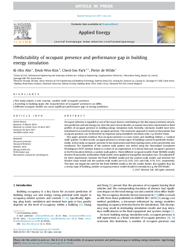 Pdf Predictability Of Occupant Presence And Performance Gap In