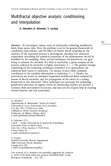 (PDF) Multifractal objective analysis: conditioning and interpolation