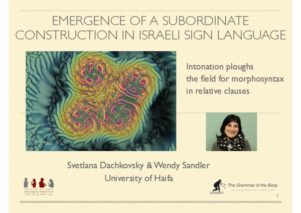 (PDF) Emergence Of A Subordinate Construction In Israeli Sign Language