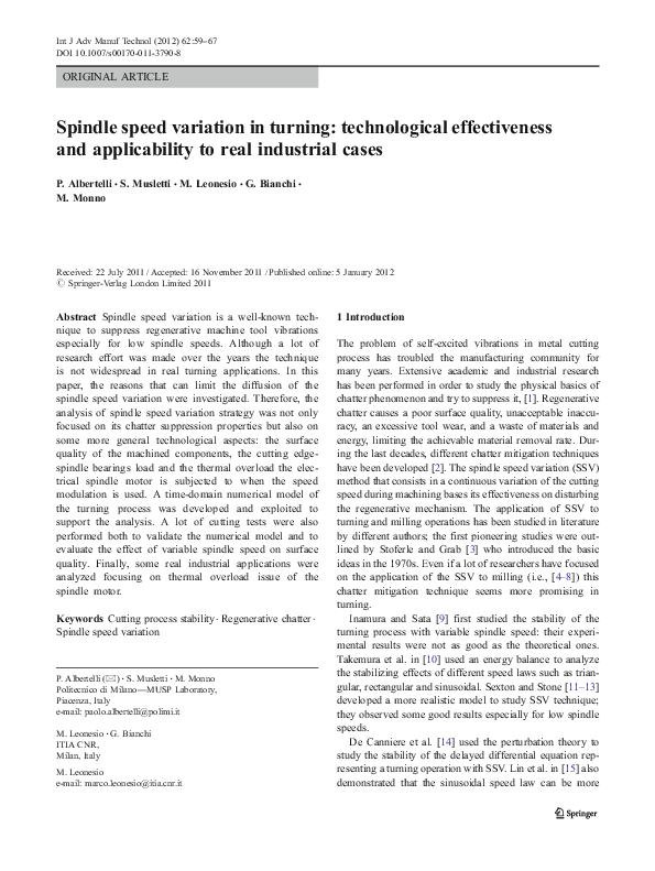 (PDF) Spindle speed variation in turning: technological effectiveness ...