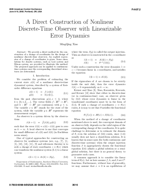 (PDF) A direct construction of nonlinear discrete-time observer with ...