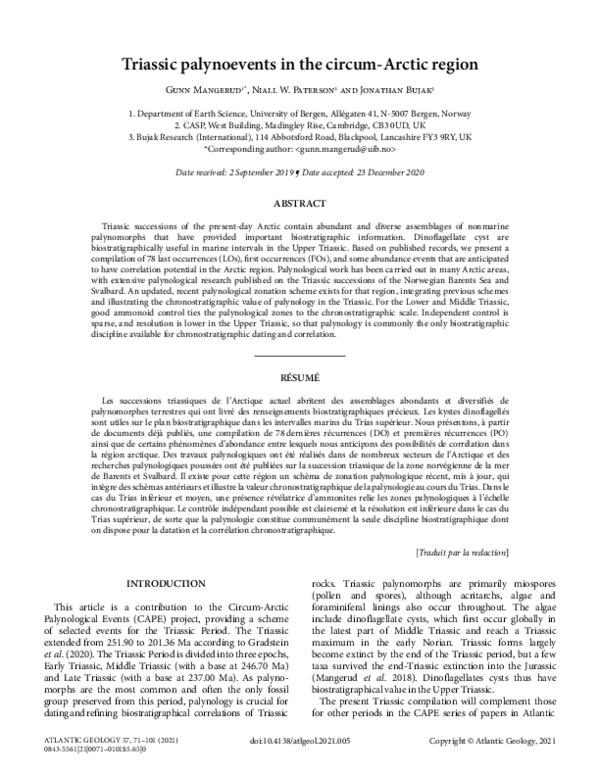 (PDF) Triassic palynoevents in the circum-Arctic region