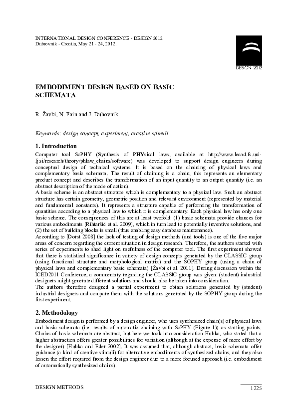 (PDF) Embodiment design based on basic schemata