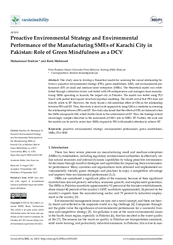 (PDF) Proactive Environmental Strategy and Environmental Performance of ...