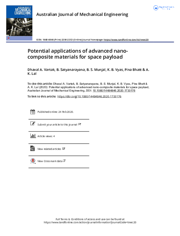 (PDF) Potential applications of advanced nano-composite materials for space payload