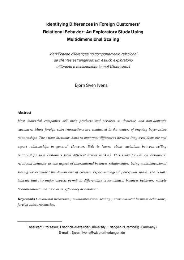 (PDF) Identifying Differences in Foreign Customers’ Relational Behavior: An Exploratory Study ...