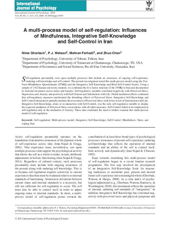 (PDF) A multi-process model of self-regulation: Influences of ...