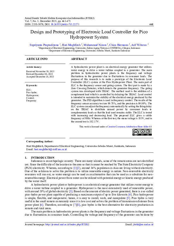 Pdf Design And Prototyping Of Electronic Load Controller For Pico Hydropower System