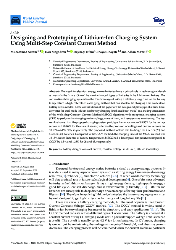 (PDF) Designing and Prototyping of Lithium-Ion Charging System Using Multi-Step Constant Current ...