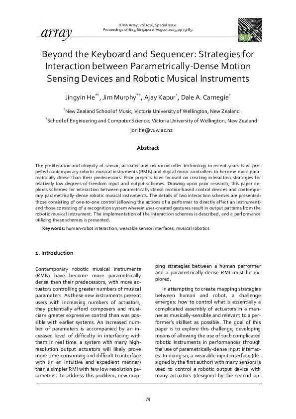 (PDF) Beyond the Keyboard and Sequencer: Strategies for Interaction ...