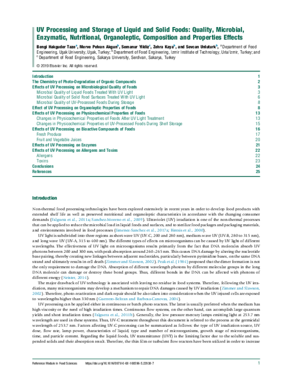 (PDF) UV Processing and Storage of Liquid and Solid Foods: Quality ...