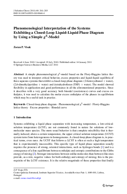(PDF) Phenomenological Interpretation of the Systems Exhibiting a Closed-Loop Liquid-Liquid ...
