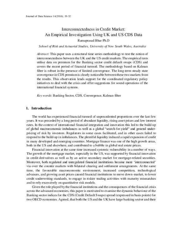 (PDF) Interconnectedness in Credit Market: An Empirical Investigation ...