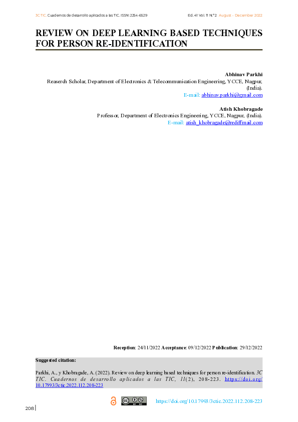 (PDF) Review on deep learning based techniques for person re-identification