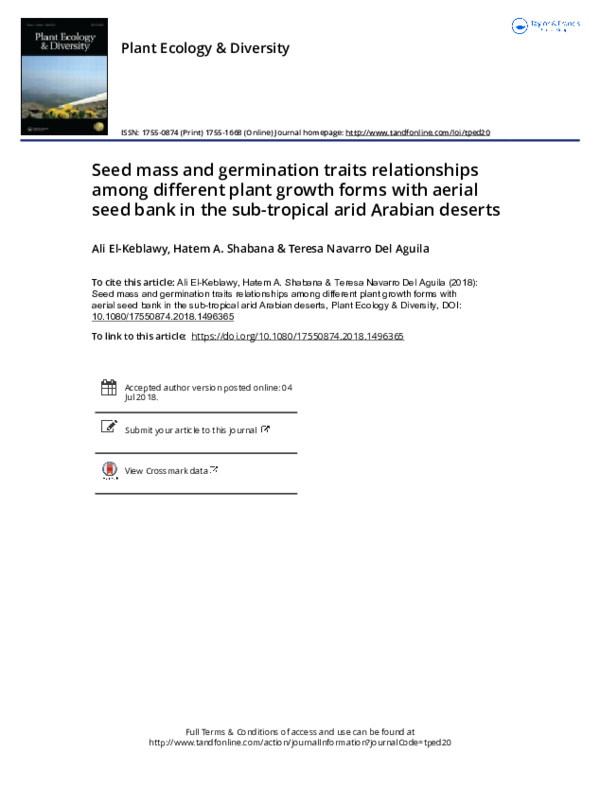 (PDF) Seed mass and germination traits relationships among different ...