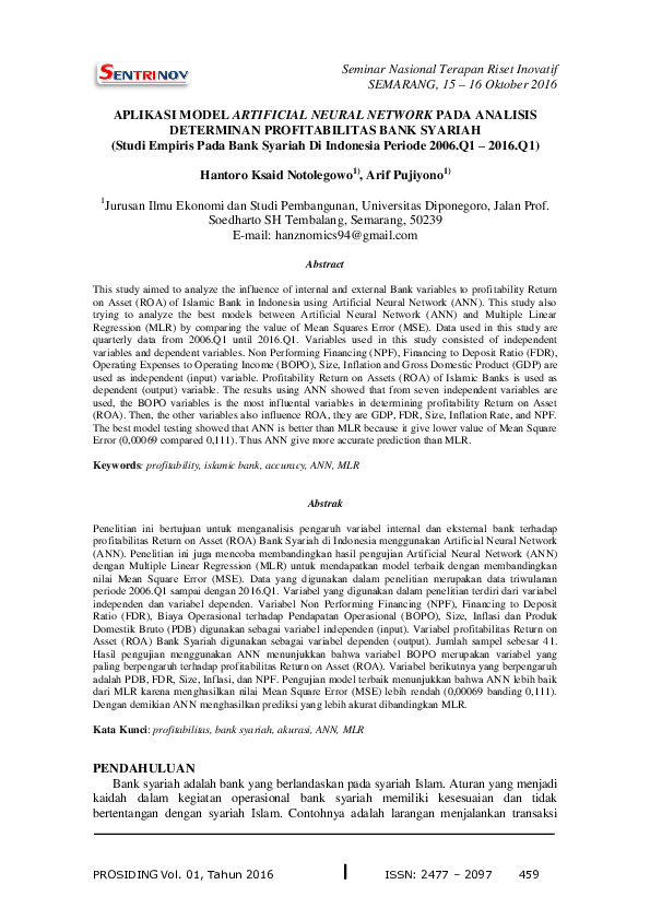 (PDF) Aplikasi Model Artificial Neural Network Pada Analisis Determinan Profitabilitas Bank ...