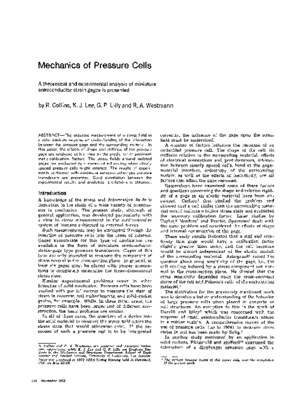 (PDF) Mechanics of pressure cells