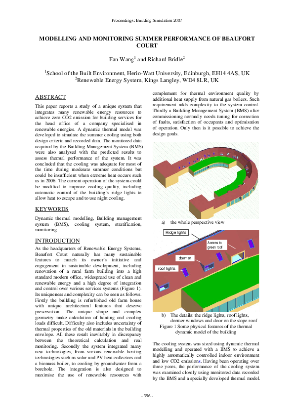 (PDF) Modelling and Monitoring Summer Performance of Beaufort Court
