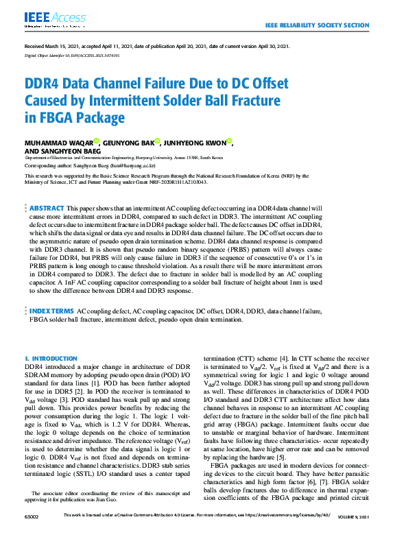 (PDF) DDR4 Data Channel Failure Due to DC Offset Caused by Intermittent ...