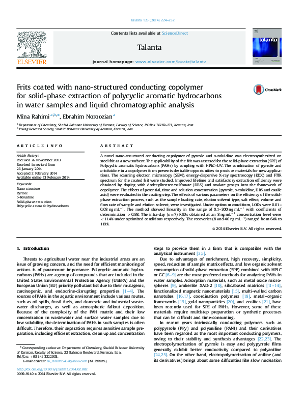 (PDF) Frits coated with nano-structured conducting copolymer for solid ...