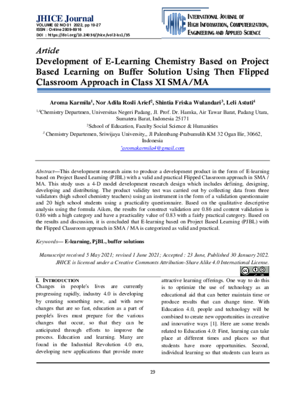 (PDF) A Development of E-Learning Chemistry Based on Project Based Learning on Buffer Solution ...
