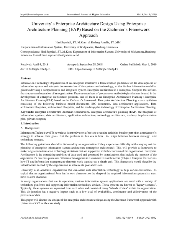 (PDF) University’s Enterprise Architecture Design Using Enterprise Architecture Planning (EAP ...