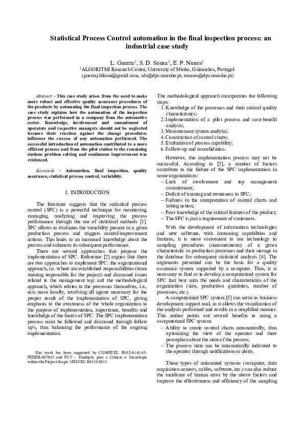 (PDF) Statistical process control automation in the final inspection process: An industrial case ...