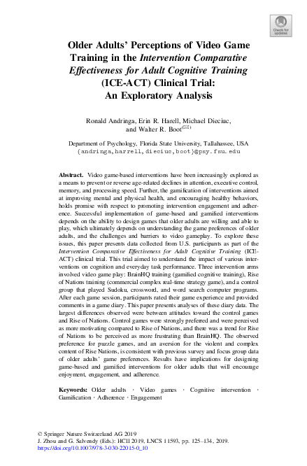 (PDF) Older Adults’ Perceptions of Video Game Training in the ...