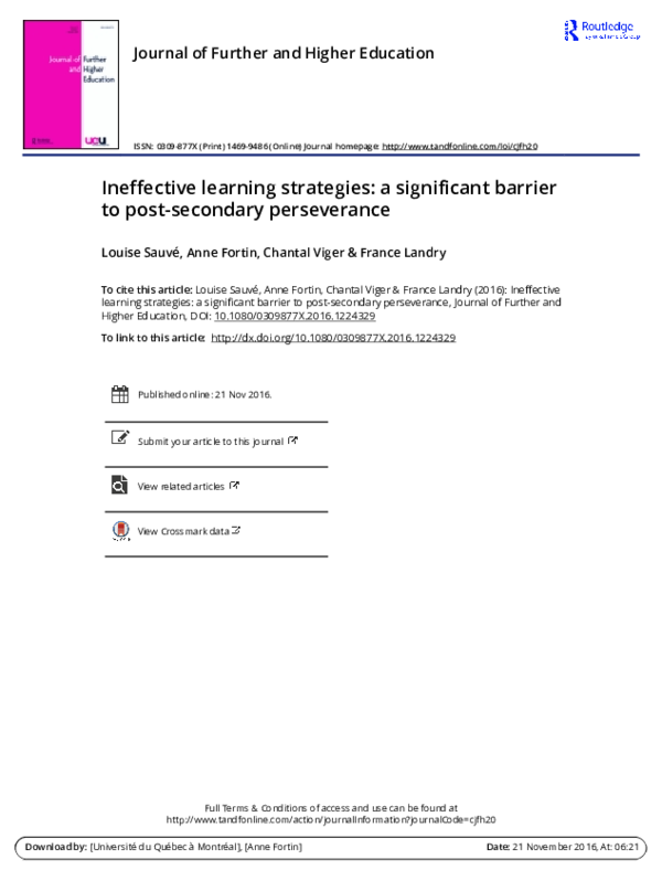 (PDF) Ineffective learning strategies: a significant barrier to post ...