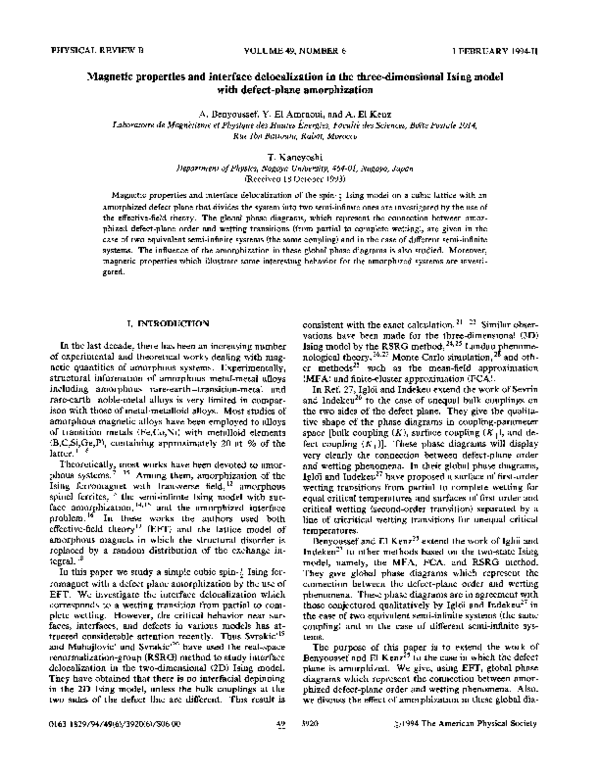 (PDF) Magnetic properties and interface delocalization in the three-dimensional Ising model with ...