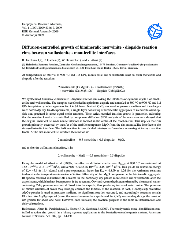 (PDF) Diffusion-controlled growth of bimineralic merwinite
