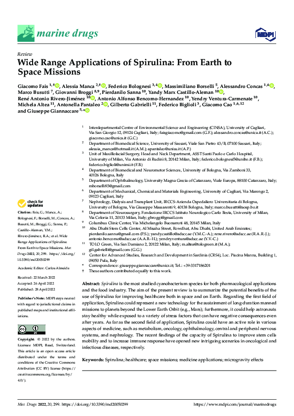 (PDF) Wide Range Applications of Spirulina: From Earth to Space ...