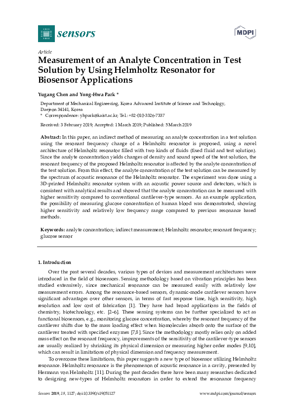 (PDF) Measurement of an Analyte Concentration in Test Solution by Using ...