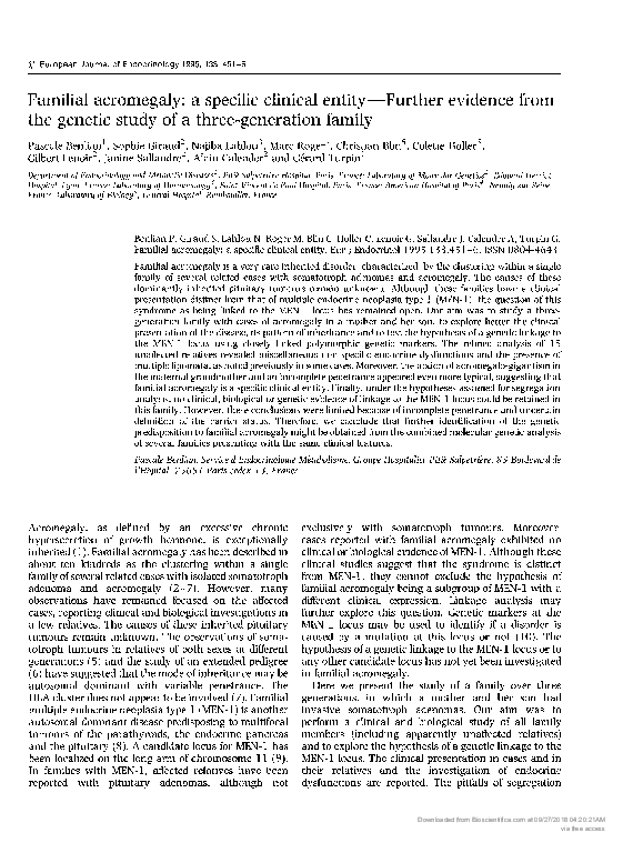(PDF) Familial acromegaly: a specific clinical entity—Further evidence ...