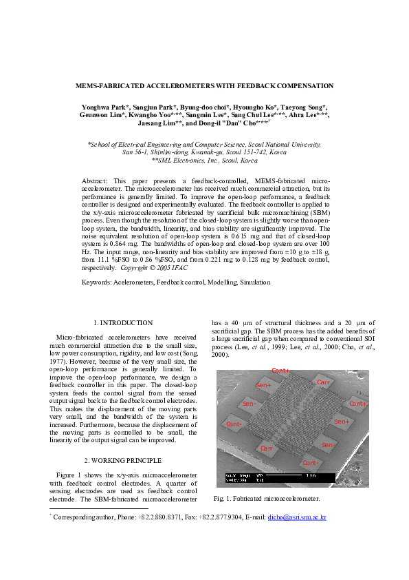 (PDF) Mems-Fabricated Accelerometers with Feedback Compensation